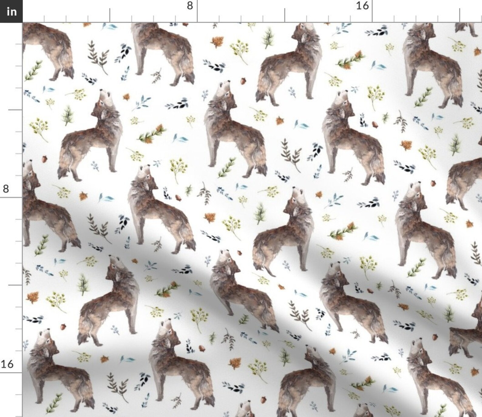 Wolves Fabric the Wild Wolf by Shopcabin Wolf Boho Floral - Etsy