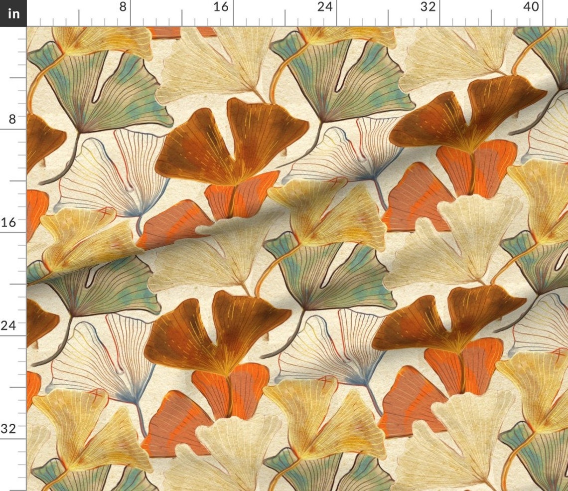 Autumn Ginkgo Fabric Ginkgo Leaves by Wildwater Fall Color - Etsy