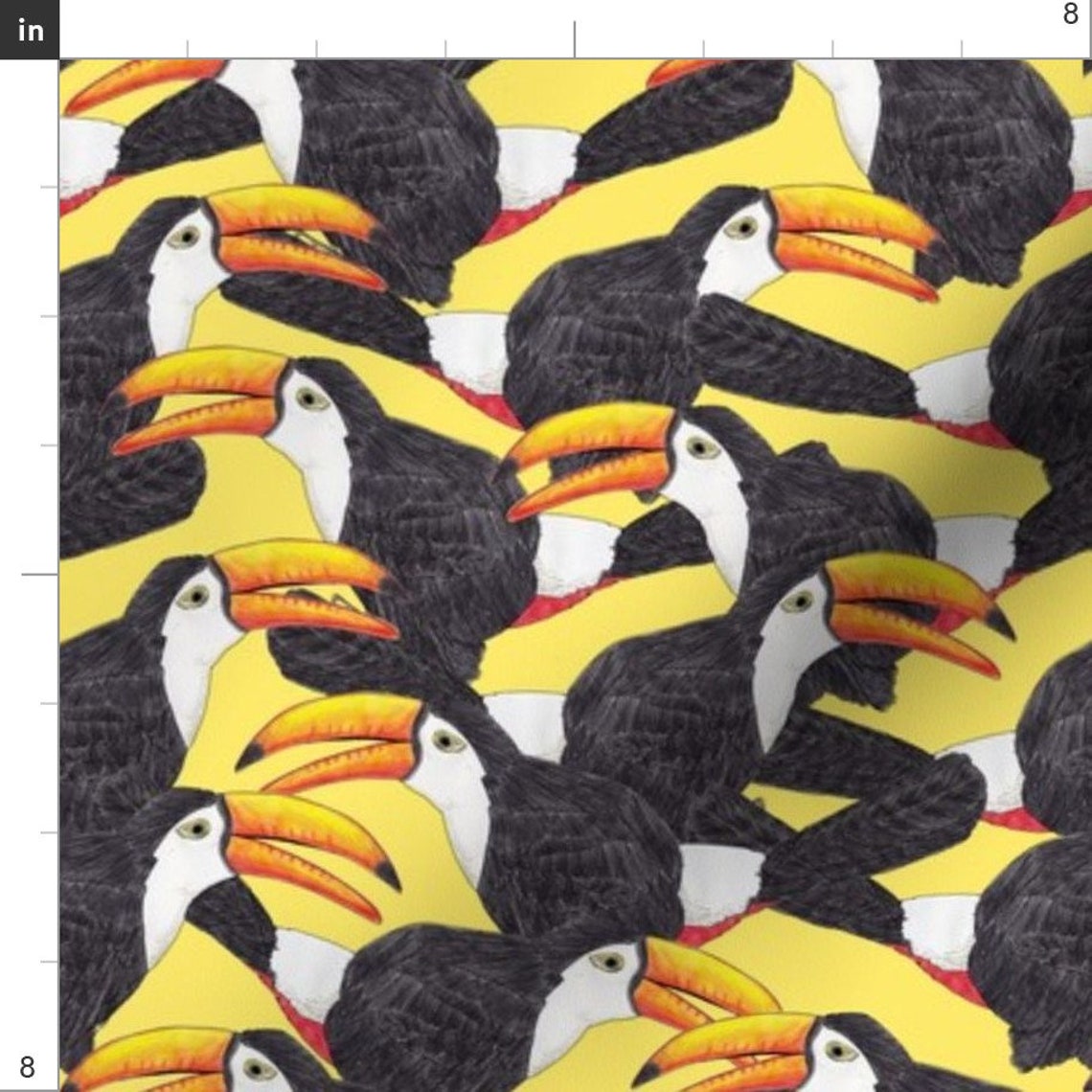 Vintage Tropical Toucan Fabric Toucan Yellow by | Etsy