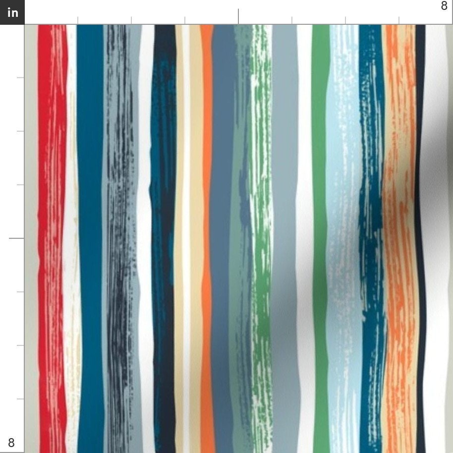 Retro Watercolor Stripe Fabric Coastal Stripe by - Etsy