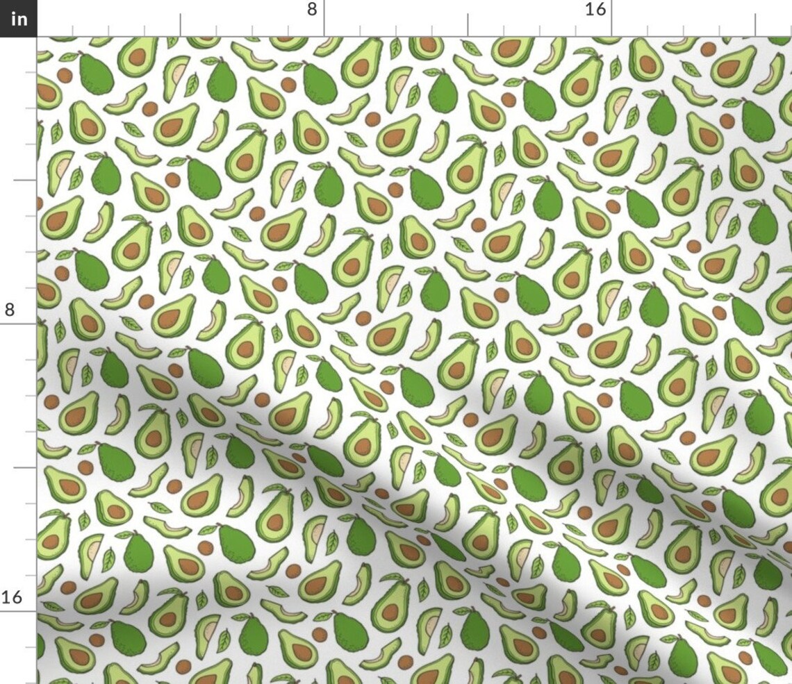 Green Avocado Fabric Avocado Fabric on White Smaller by Caja - Etsy