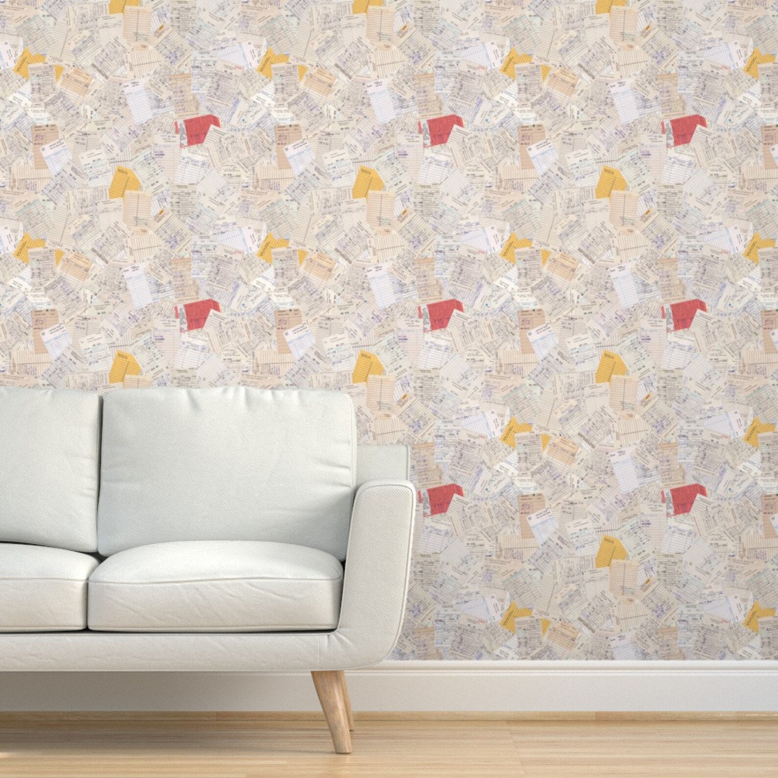 Library Wallpaper Library Card Scatter by Lellobird Yellow - Etsy