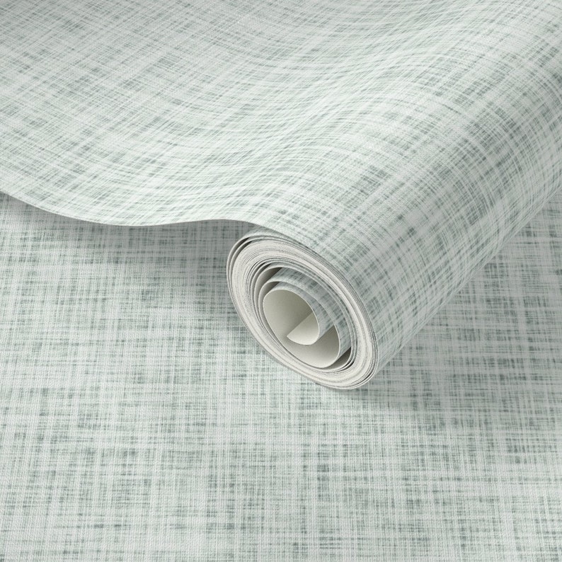 Linen Look Wallpaper Pistachio by Ivieclothco Green White - Etsy