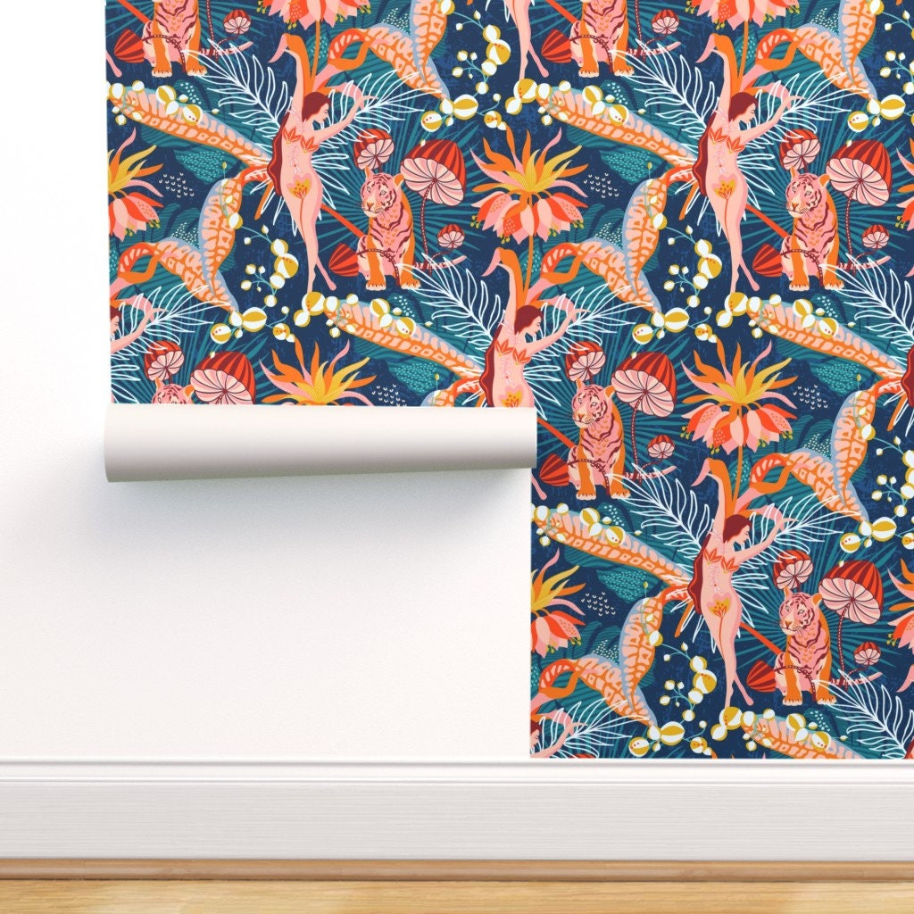 Women Flora Tiger Fabric Tropical Blossom Dance by | Etsy