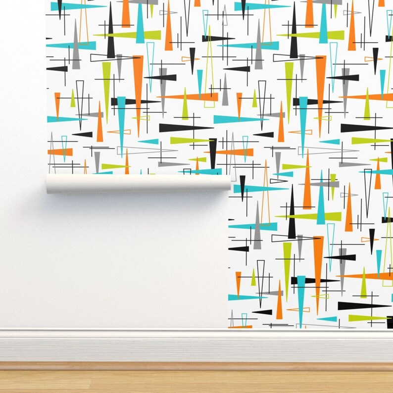 Triangles Mid Century Modern Wallpaper Triunity 6a by - Etsy