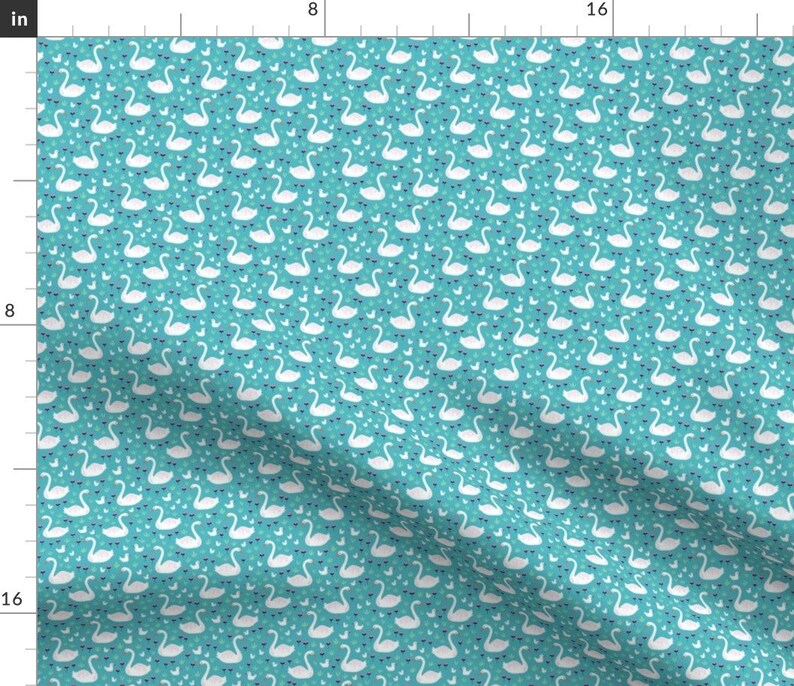 Tiny Swans Fabric Swans and Ducks Swimming Pond Custom by - Etsy