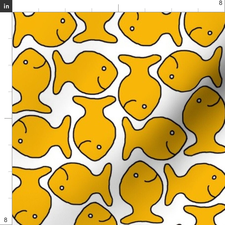 Fish Crackers Fabric School of Goldfish by Sixsleekswans - Etsy