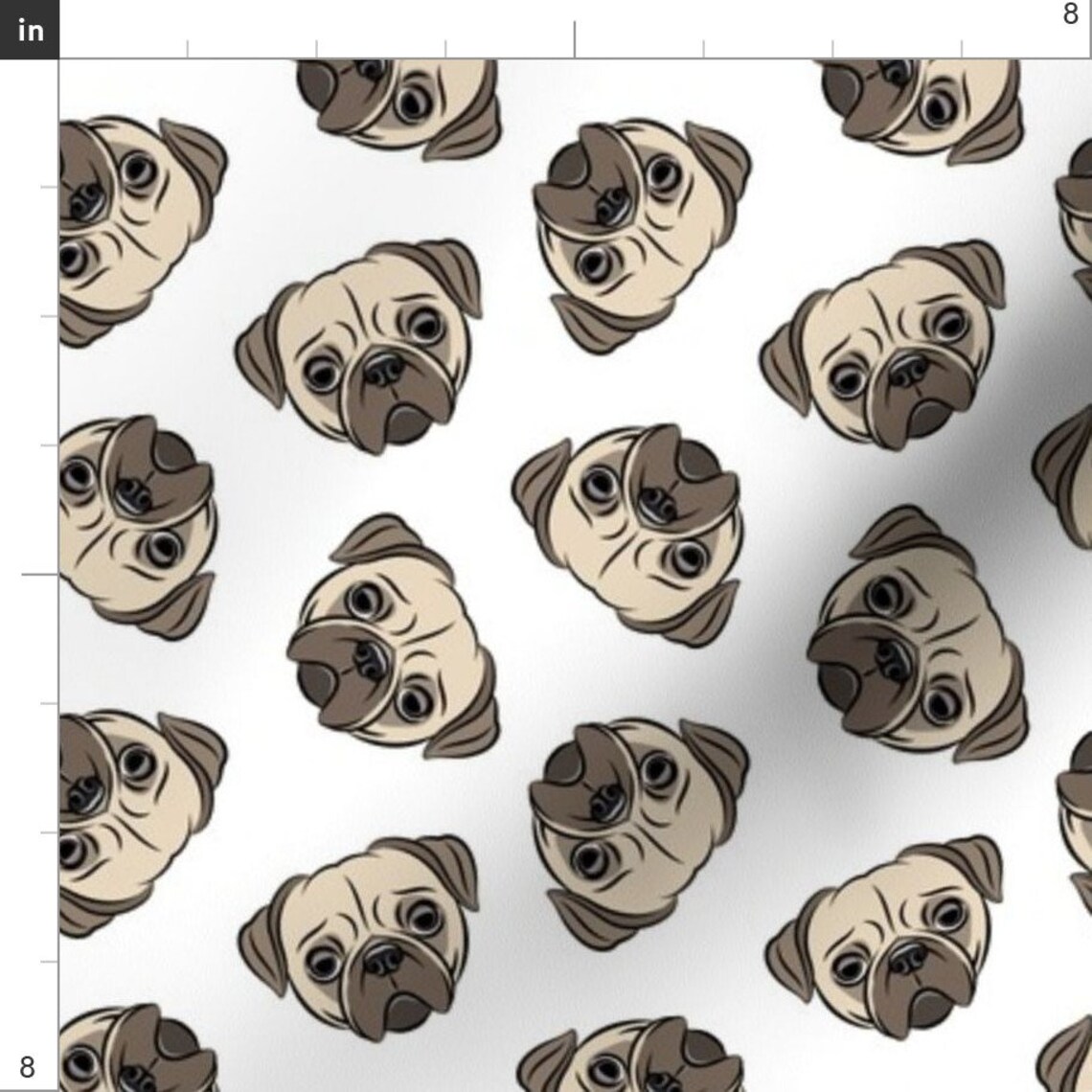 Pug Fabric Pug Cute Dog Face by Littlearrowdesign Pug | Etsy
