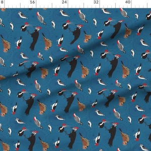 Pileated Woodpecker Fabric North American Woodpeckers Blue by ...
