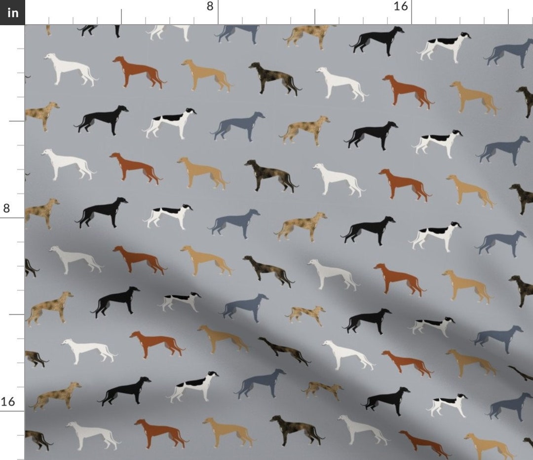 Greyhound Fabric Greyhounds Pattern Grey Multi Colored Coats - Etsy