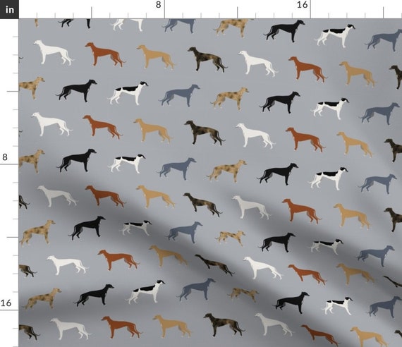 Greyhound Fabric Greyhounds Pattern Grey Multi Colored Coats - Etsy