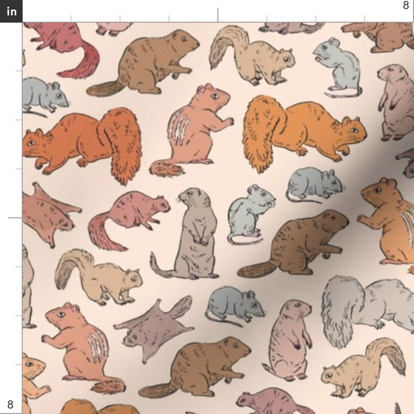 Autumnal Rodents Fabric Rodents / Gnawers Peach by Imaginaryanimal ...