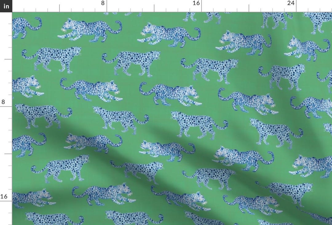 Preppy Leopard Apparel Fabric - Leopard Parade Blue by Danika_herrick ...