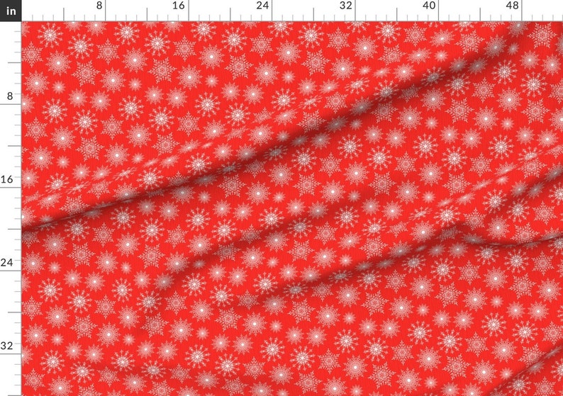 Red Snowflake Fabric Ornate Snowflakes Pattern By Diane555 | Etsy