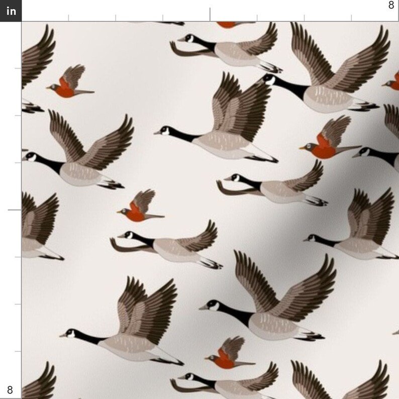 Geese Fabric Gueth Migratory Birds Half Size by Juditgueth - Etsy