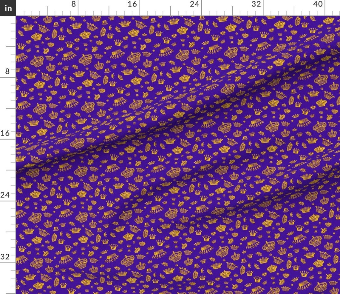 Royal Fabric Royal Crowns Gold on Purple by Lavaguy - Etsy UK