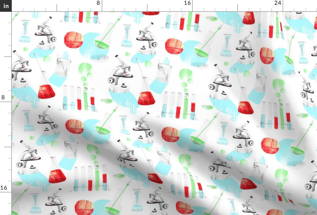 Laboratory Illustration Microscopes Fabric - Laboratory by Wideeyedtree ...
