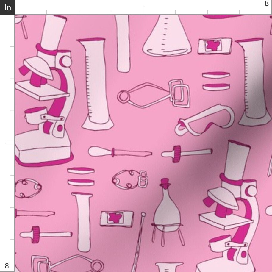Science On Pink Fabric Larageorgine Weird Science Bright | Etsy