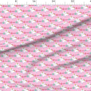 Pink Baby Unicorns Fabric Fairies and Unicorns 12 by Prettygrafik Unicorns Baby Pink Rainbow ...