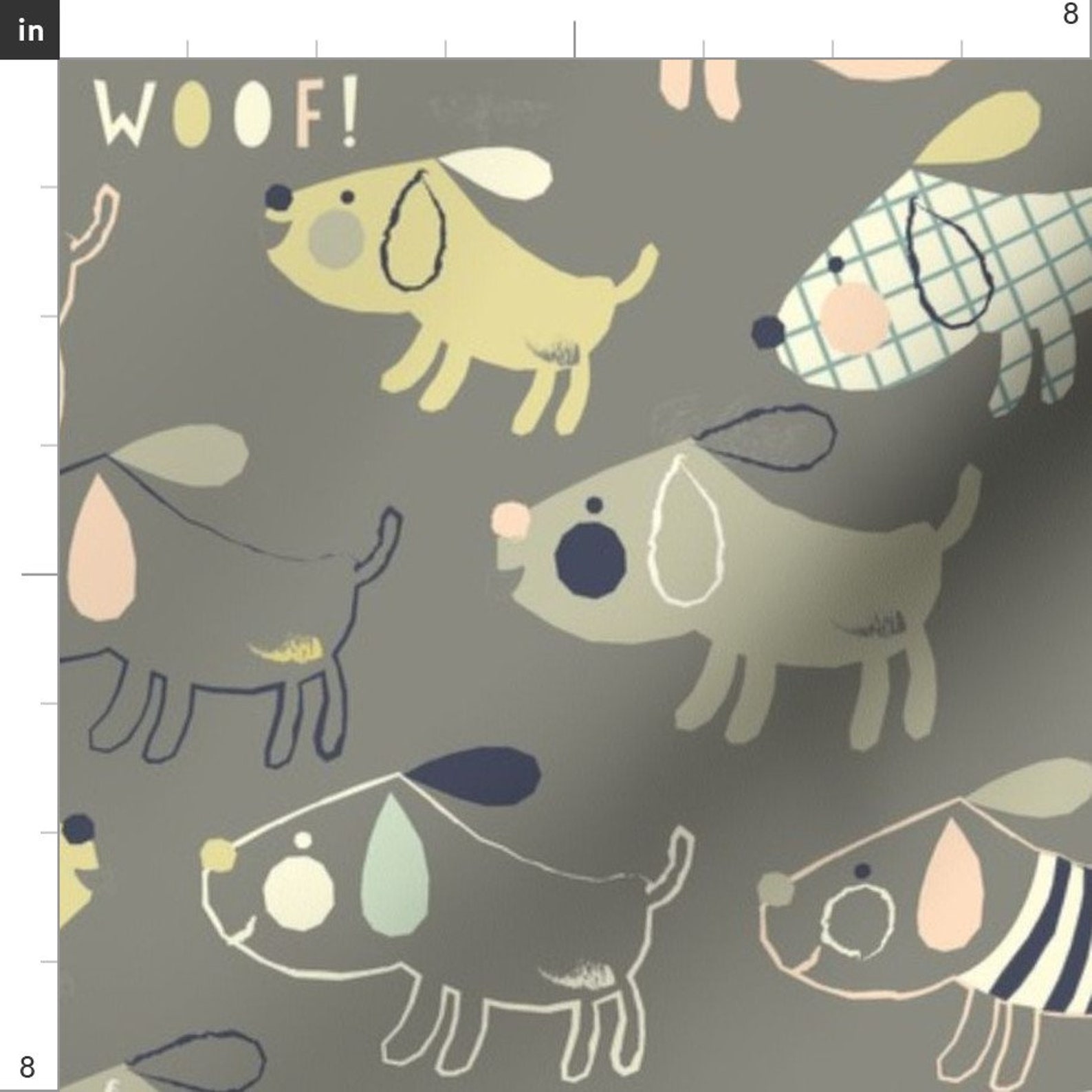 Dogs Puppies Woof Fabric Year of the Puppies by Amel24 | Etsy