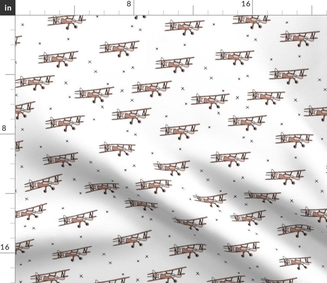 Flying Machines Fabric Cool Airplane Vintage Plane Illustration by ...