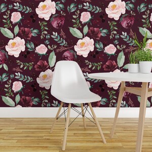 Wine Floral Wallpaper Wild at Heart Florals by Shopcabin Crimson ...