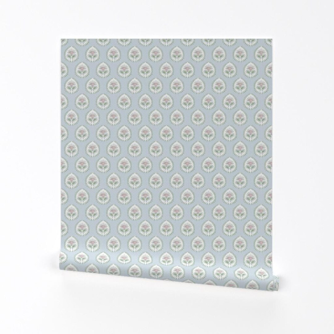 Preppy Paisley Wallpaper Small Daphne Blue by Danika_herrick Elegant ...