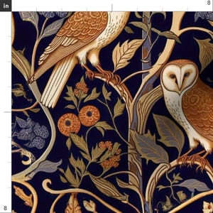 Renaissance Forest Apparel Fabric - Medieval Owls by Nickleen ...