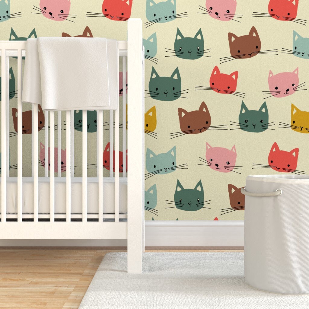Cats Wallpaper Cats in Colors1 by Potyautas Nursery Kitty | Etsy