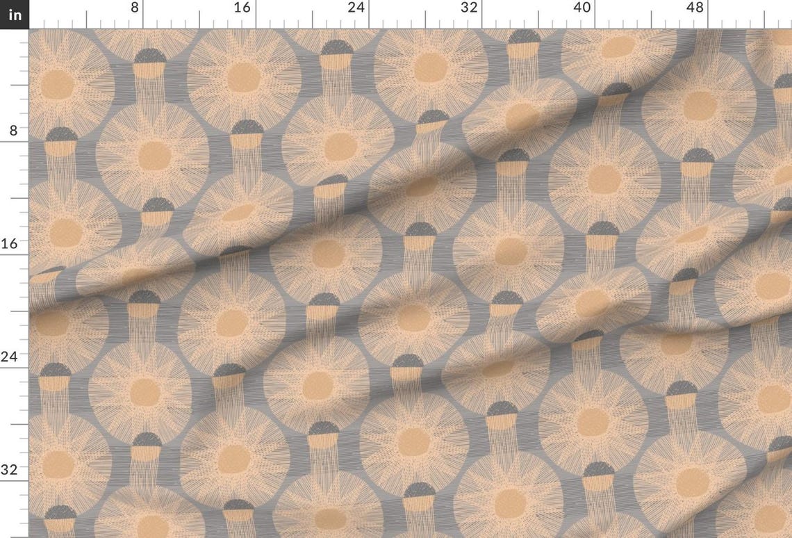 Mid Century Modern Islands Fabric - Island in Midnight Sun by ...