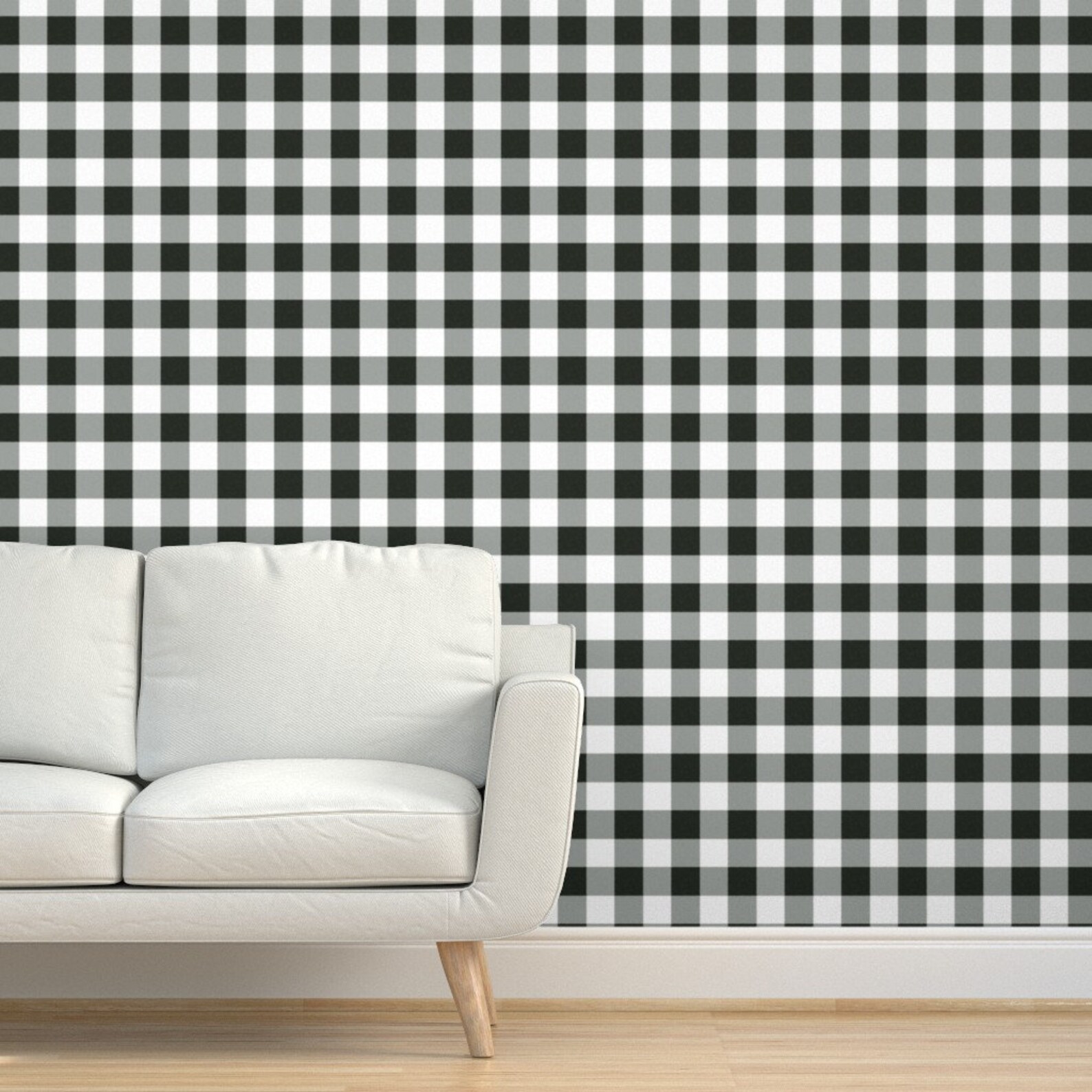 Black and White Plaid Wallpaper Buffalo Check in Black by - Etsy