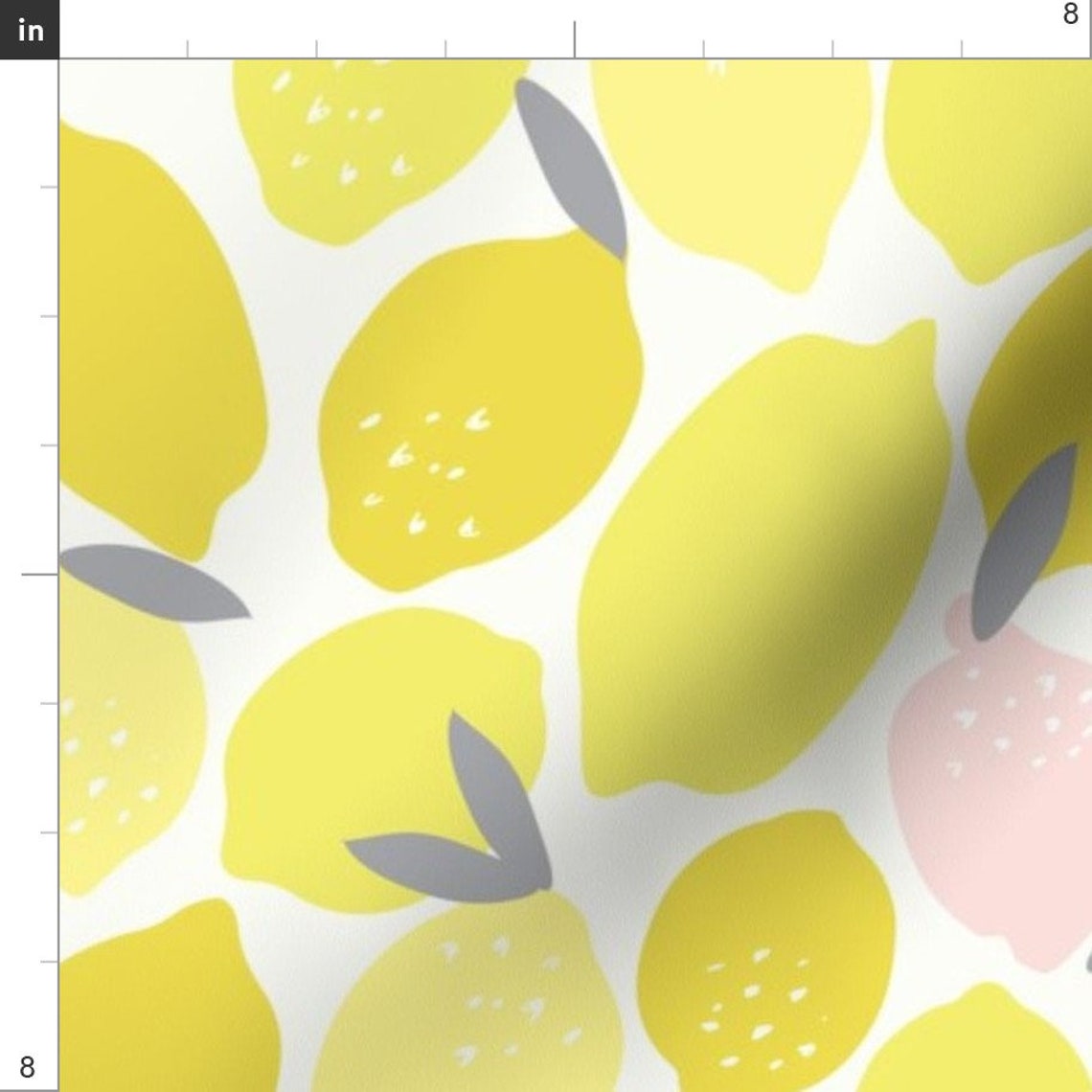 Yellow and Pink Lemons Fabric Pink Lemonade by Shelbyallison | Etsy