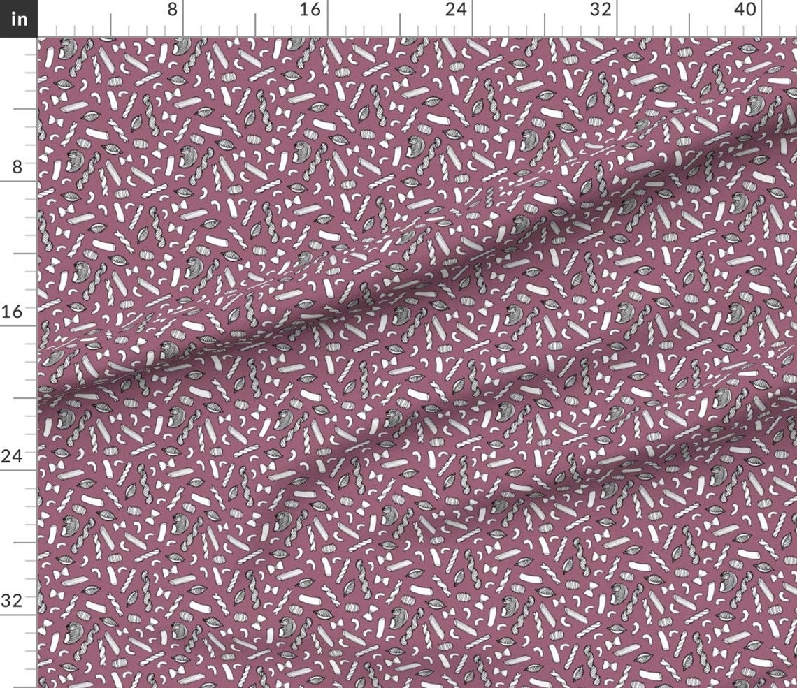 Purple Pasta Fabric Pasta Shapes on Burgundy by Crowlands - Etsy