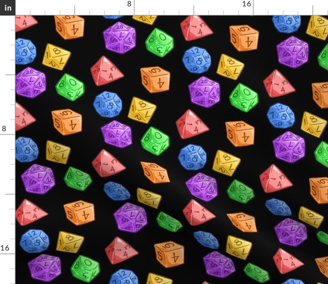 Rainbow Dice Fabric Rainbow Jelly Dice in Black by - Etsy