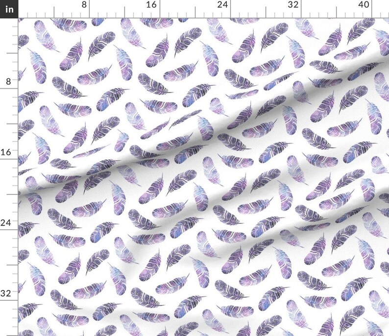 Purple Feathers Fabric Ethnic Feathers by Juliabadeeva - Etsy