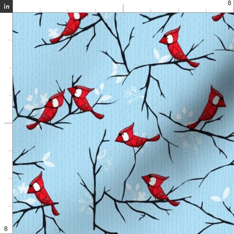 Winter Cardinal Fabric by the Yard Christmas Cardinals By | Etsy