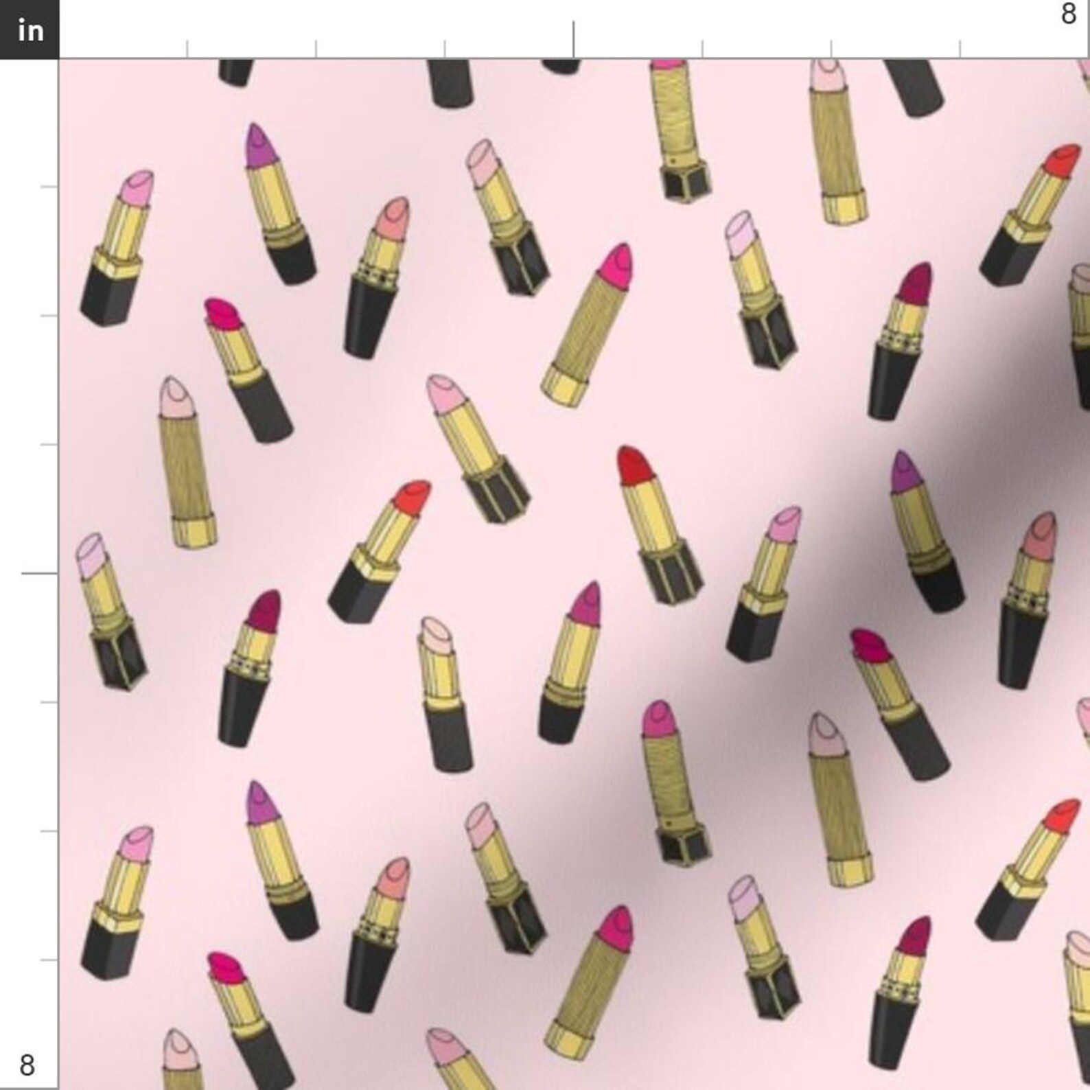 Lipsticks on Pink Fabric - Lipsticks Simple Repeat Pink by Emmakisstina ...