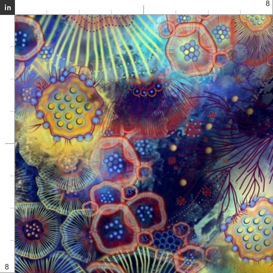 Microscopic Worlds Fabric Micro Organisims by Mimipinto - Etsy