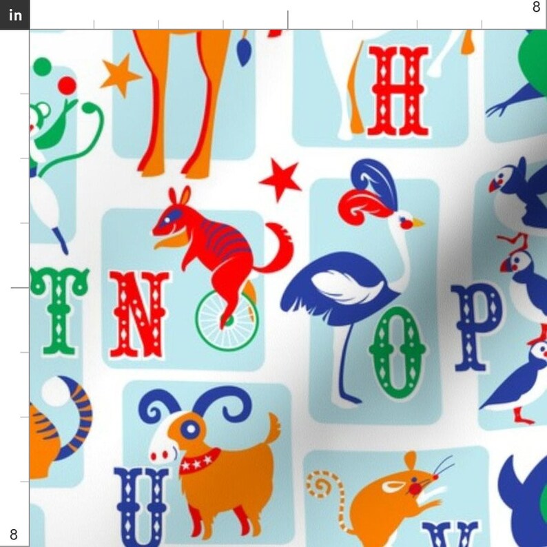 Animal Alphabet Fabric Circus Animal Alphabet by Cjldesigns | Etsy