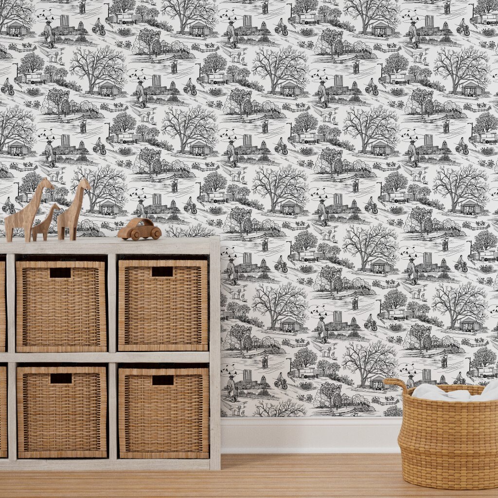 Austin Wallpaper Austin Texas Toile White by Hollishammonds - Etsy