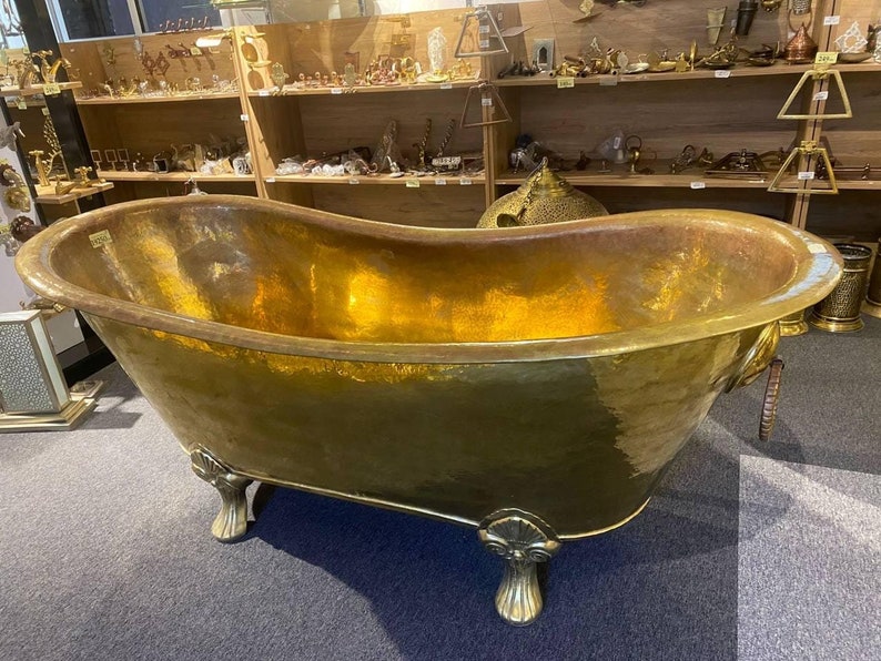 Handcrafted Copper Bathtub - Vintage Freestanding Tub With Ornate Legs ...