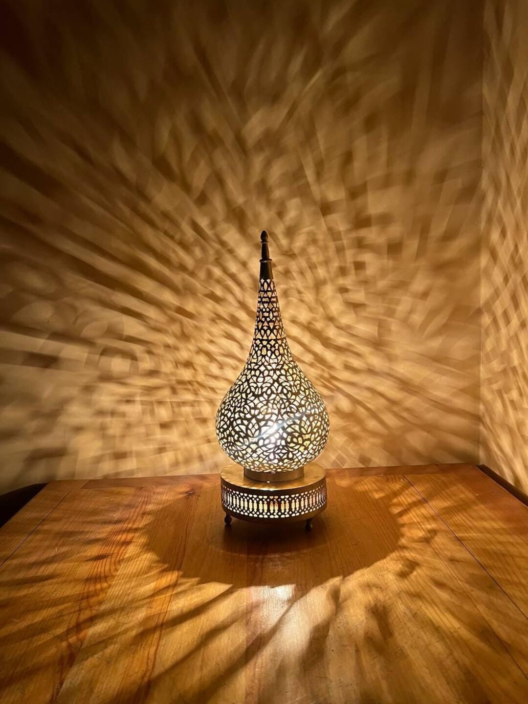 Handmade Moroccan Brass Table Lamp: Intricate Design, E27 Bulb - Etsy