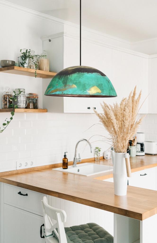 Copper Patina Light,handmade Green Patina Copper Pendant Light ...
