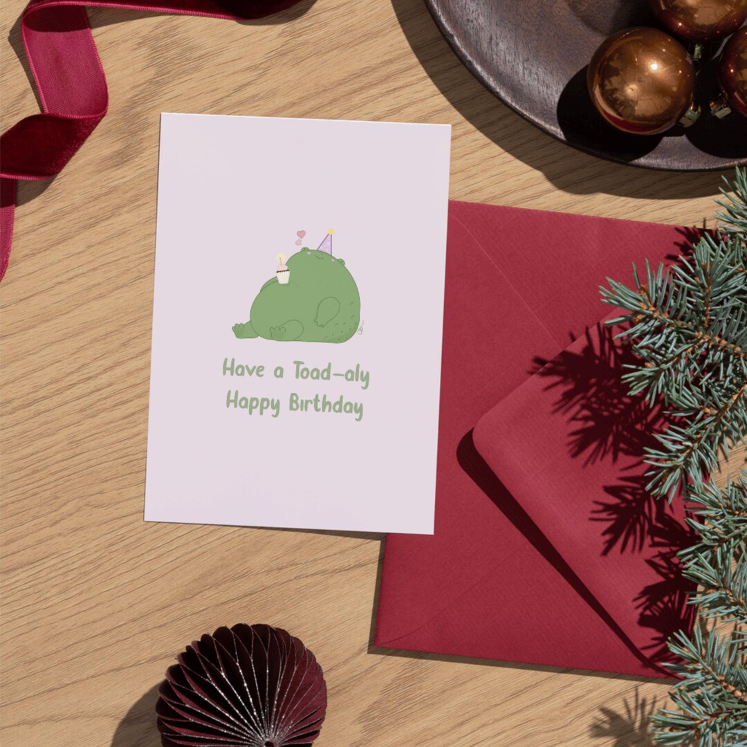 Frog Birthday Card | Have a Toad-ly Happy Birthday | Blank Interior - Etsy