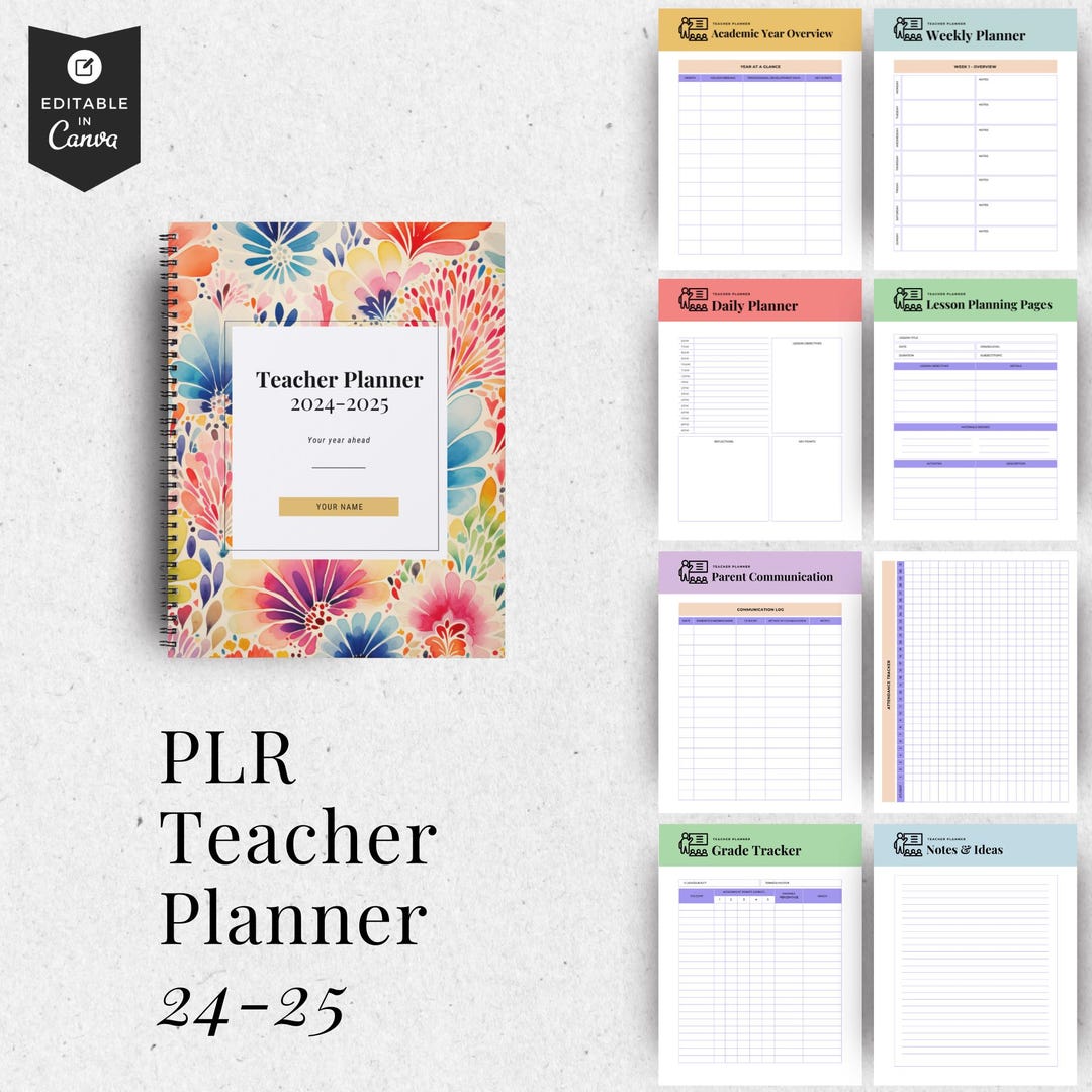 Teacher Planner PLR, Done for You Planner, Resell Canva Teacher Planner ...