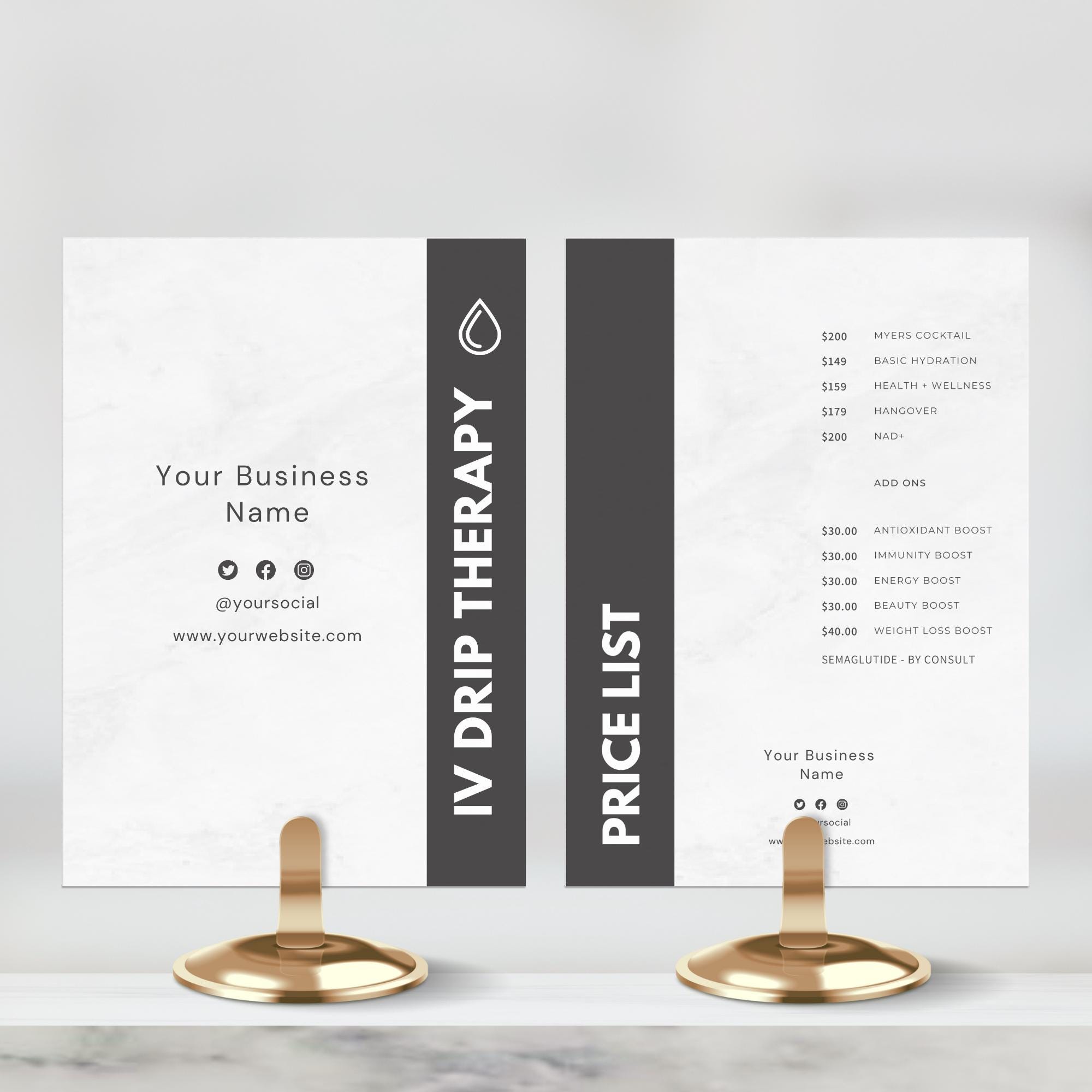 IV Therapy Price List Template, IV Drip Pricing Guide, IV Hydration ...