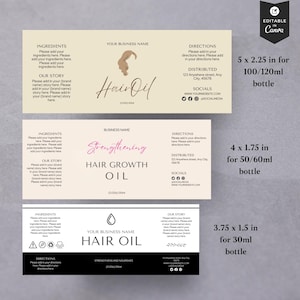 Hair Growth Oil Label Template, DIY Hair Oil Label Canva Templates ...