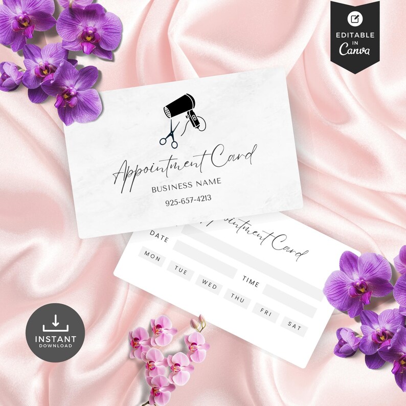 Salon Appointment Card Canva Template, Editable Appointment Reminder ...