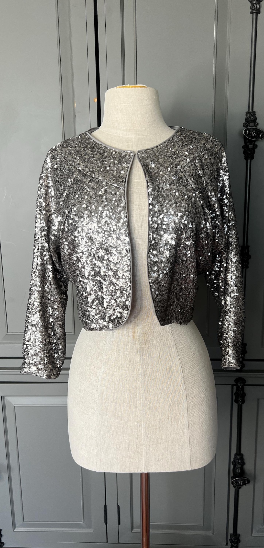 Metallic Sequin Crop Jacket by Bebe Size Small - Etsy