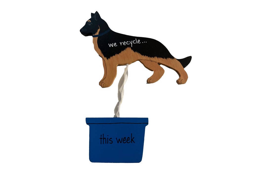 German Shepherd Recycling Flip Sign Black and Brown Dog Wood Fridge ...